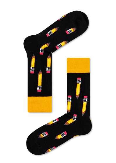 Pencil with Eraser | Funny colorful socks | Buy funny colorful socks ...